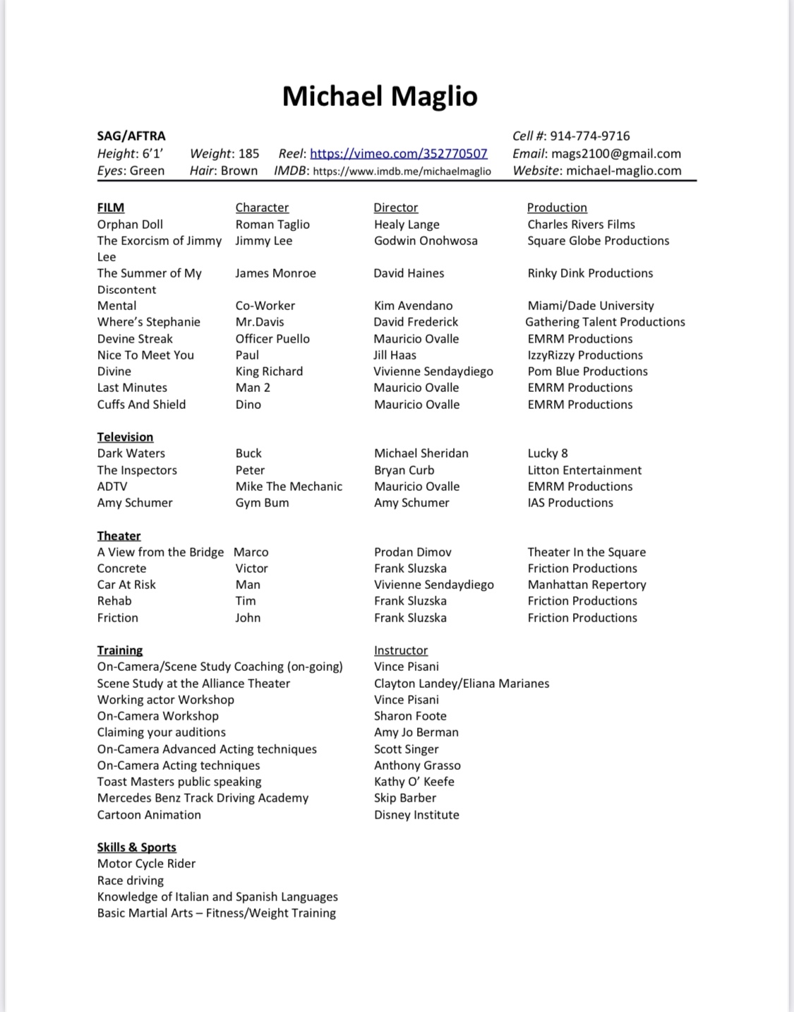 Resume – Michael Maglio